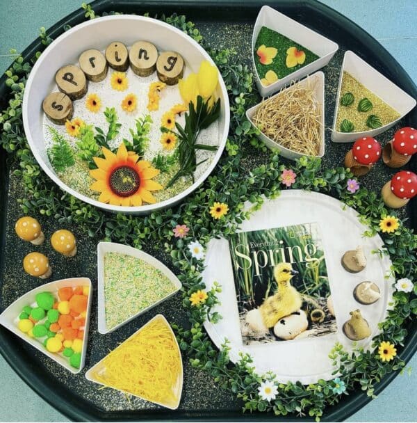 19 Fun Sensory Spring Tuff Tray Ideas for kids - Bjarni Baby