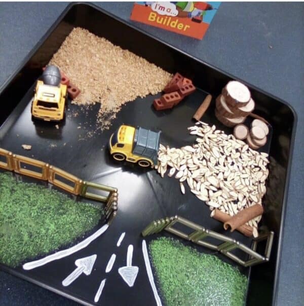 19 Tuff Tray Construction Ideas That Toddlers Will Love! - Bjarni Baby