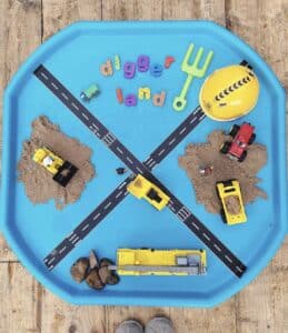 19 Tuff Tray Construction Ideas That Toddlers Will Love! - Bjarni Baby