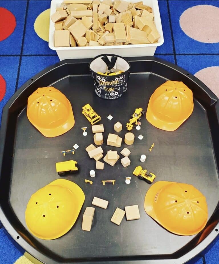 19 Tuff Tray Construction Ideas That Toddlers Will Love! - Bjarni Baby